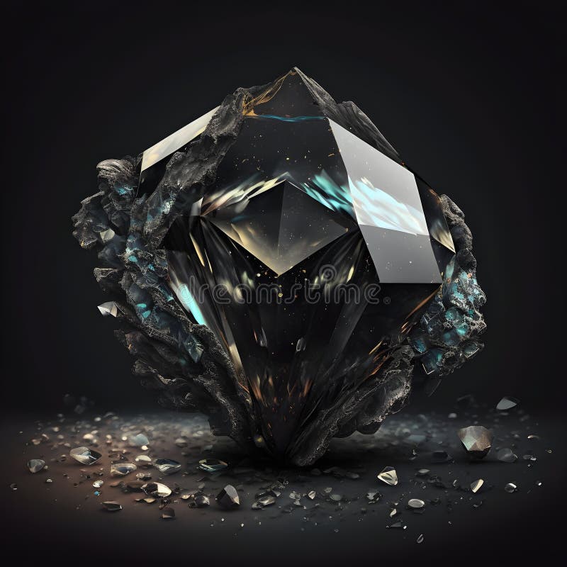 Black Luxury Large Diamond on a Black Background with Split Broken ...