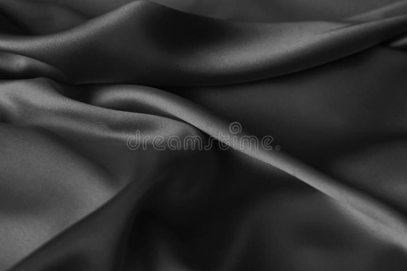 Black Luxury Wavy Rippled Glossy Silk Drapery Cloth Fabric Stock Image ...