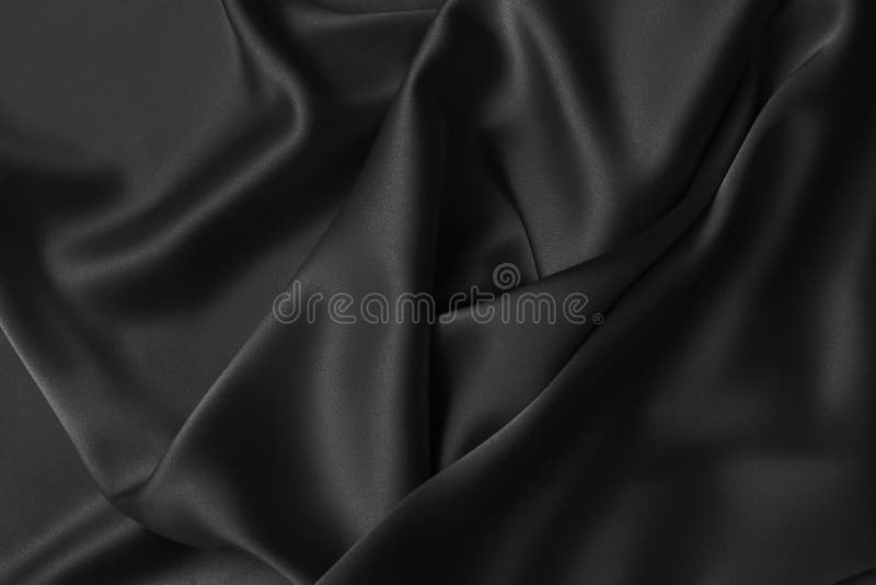 Black Luxury Wavy Rippled Glossy Silk Drapery Cloth Fabric Stock Photo ...