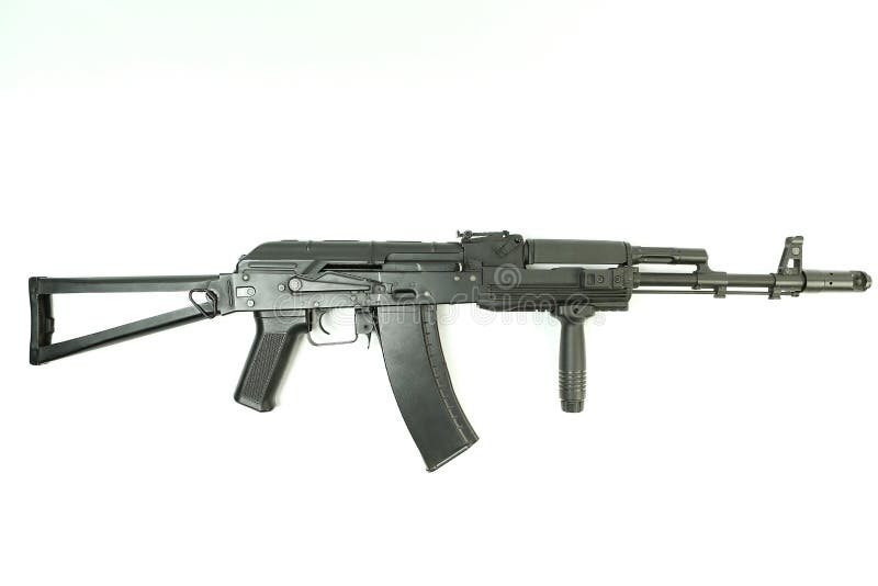 Machine Gun with Handle on a White Background Stock Image - Image of ...