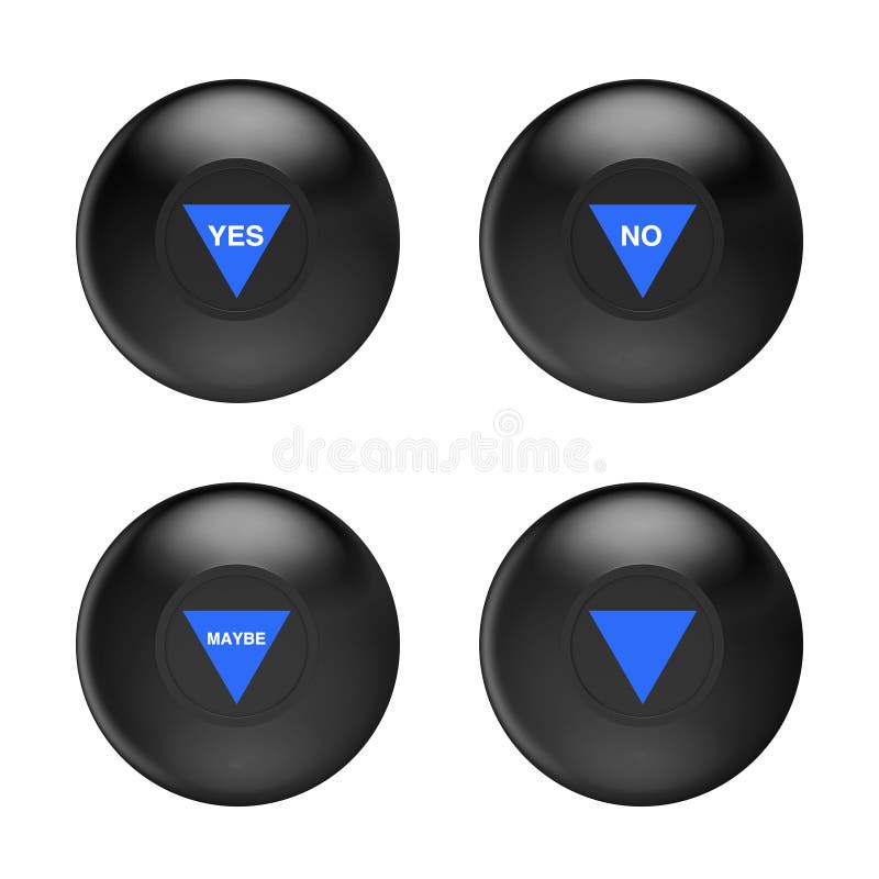 Black Magic Ball with Different Prediction. 3d Rendering Stock ...
