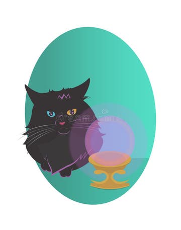 Black magic cat in green stock vector. Illustration of animal - 260204832