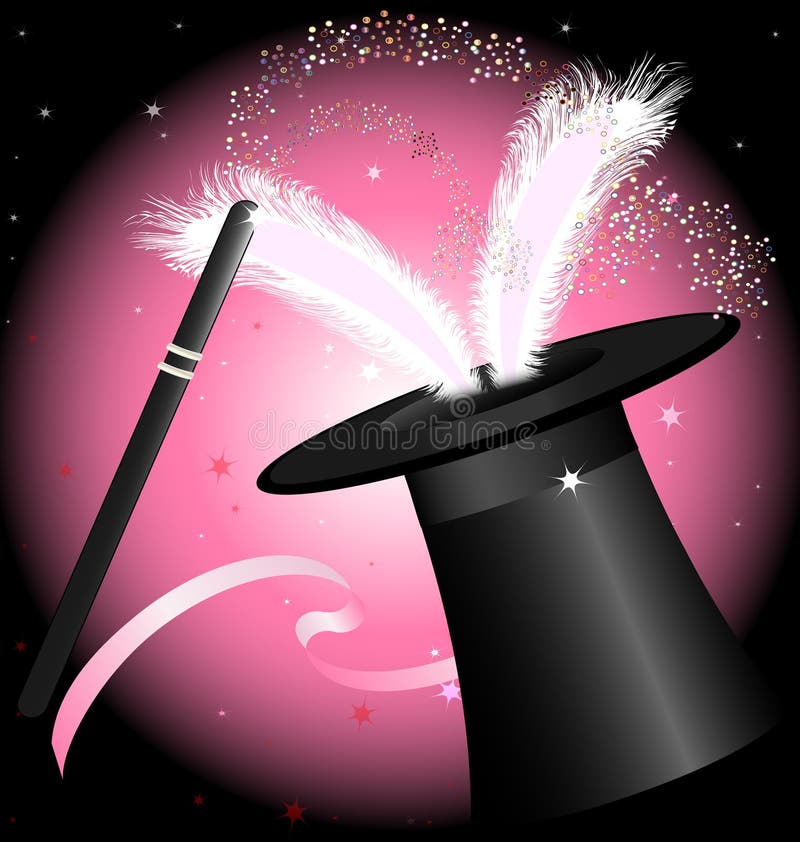 Magic hat and wand vector stock vector. Illustration of drawing - 19971949