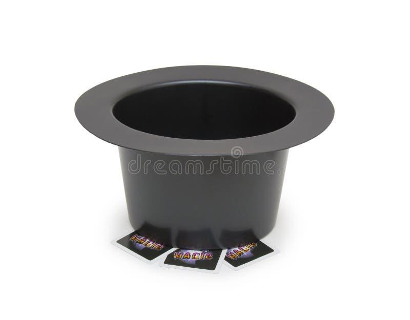 Black Magic Hat and Magic Cards Isolated on a White Background Stock ...
