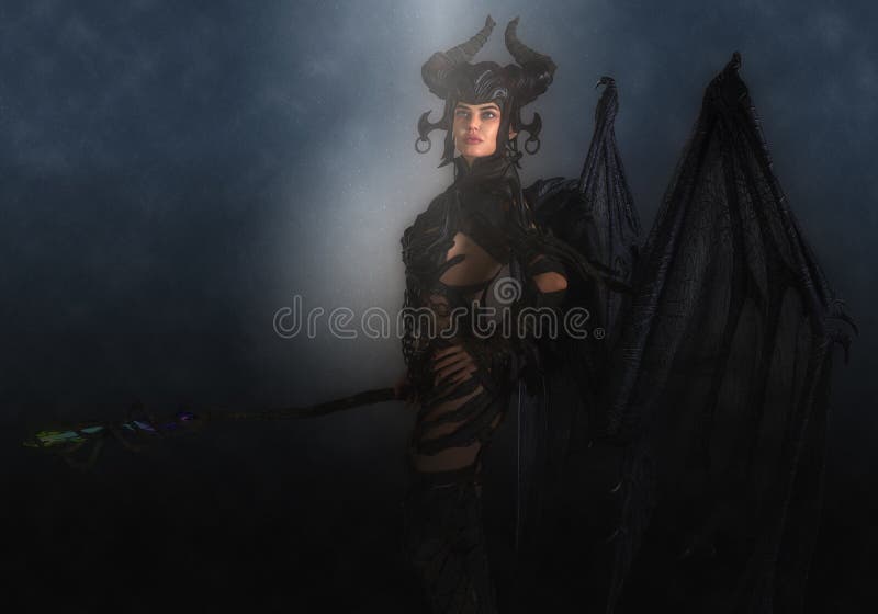 Black Magic Queen at Night 3d Illustration Stock Illustration ...