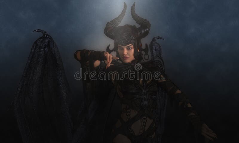 Black Magic Queen at Night 3d Illustration Stock Illustration ...