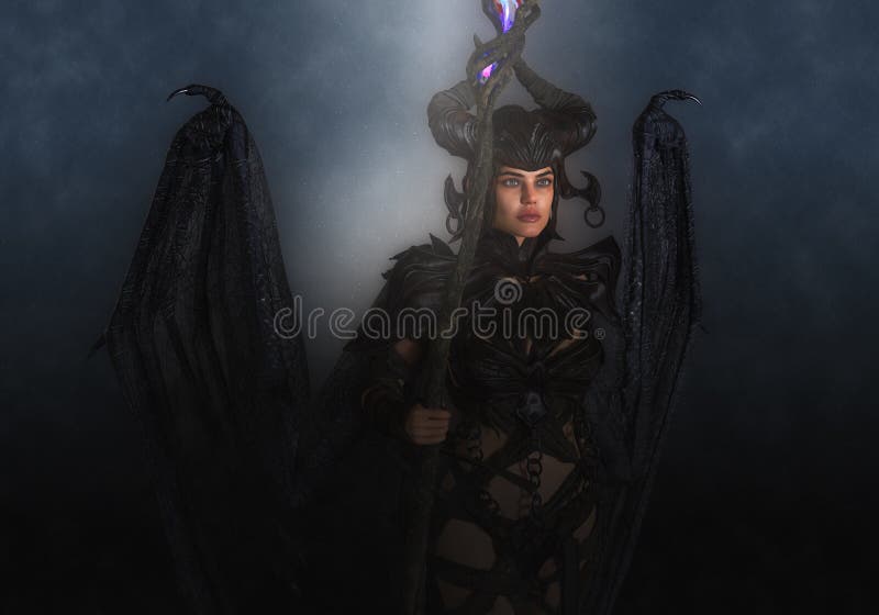 Black Magic Queen at Night 3d Illustration Stock Illustration ...