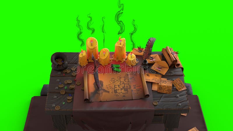 Black Magic Table with Green Background Stock Illustration ...