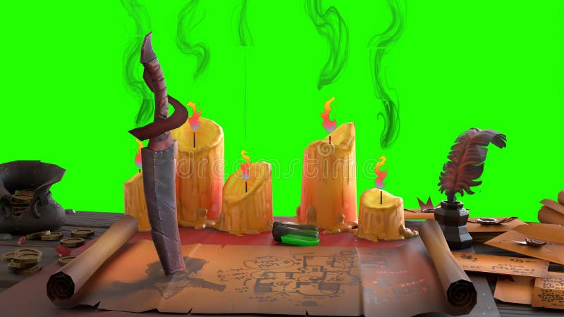 Black Magic Table with Green Background Stock Illustration ...