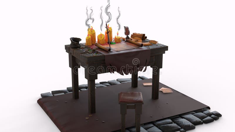 Black Magic Table with White Background Stock Illustration ...
