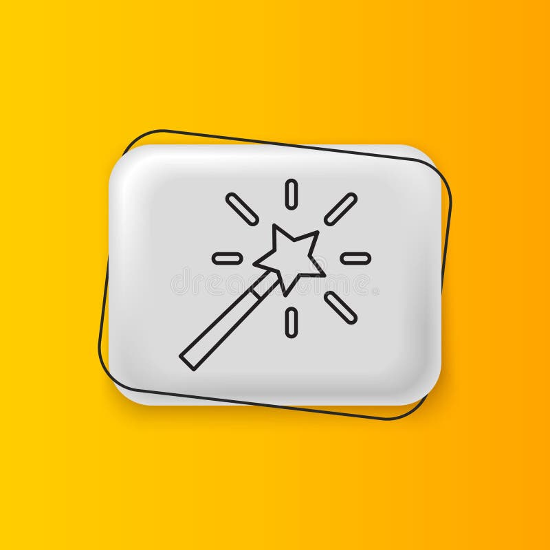 Black Magic Wand Icon Isolated on Yellow Background. Star Shape Magic ...