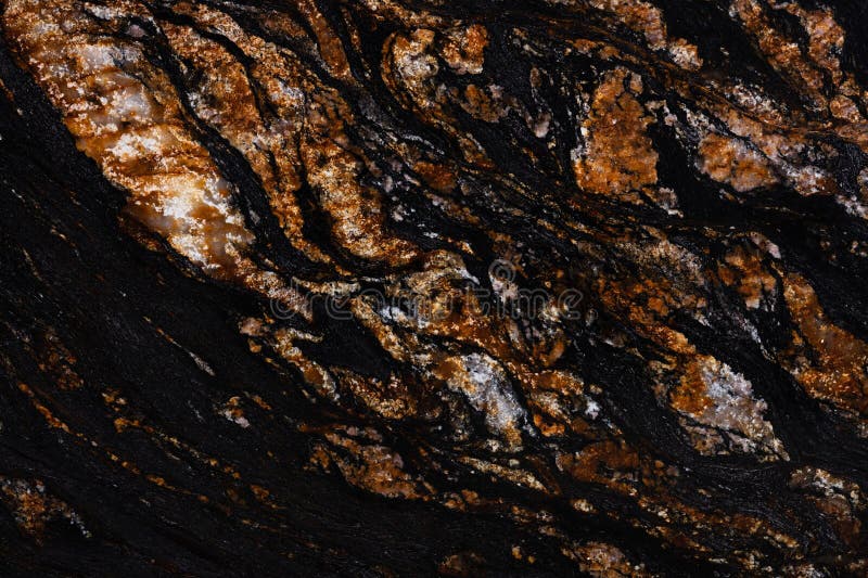Black Magma Granite Texture in Dark Color with Brown Surface. Stock ...