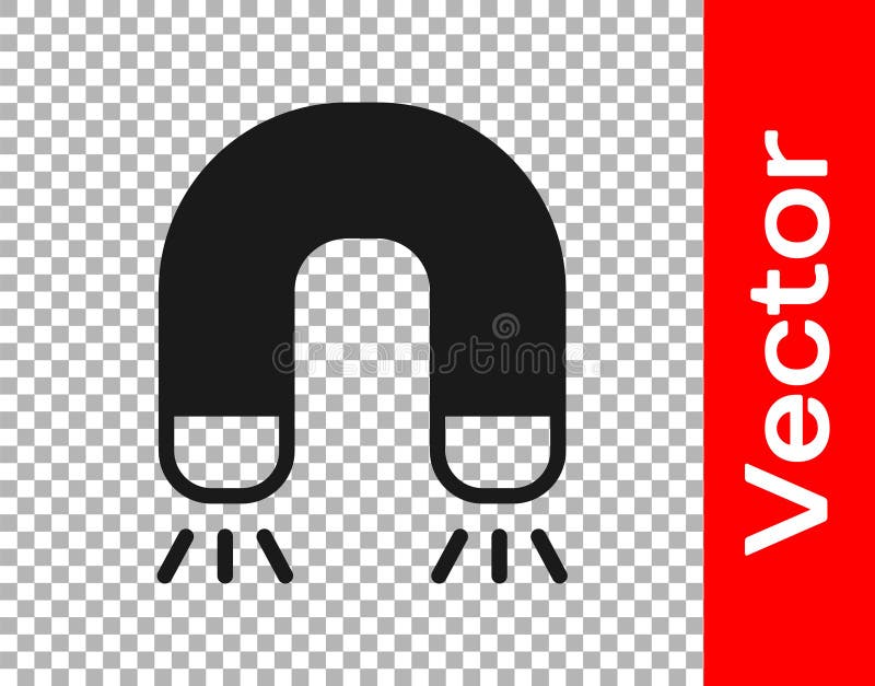 Black Magnet Icon Isolated on Transparent Background. Horseshoe Magnet ...