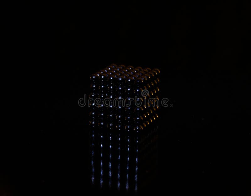 Black Magnetic Ball Cube on Black Background. Stock Photo Stock Photo ...