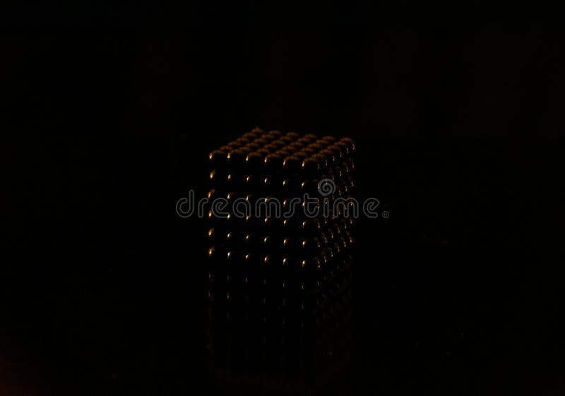 Black Magnetic Ball Cube on Black Background. Stock Photo Stock Photo ...