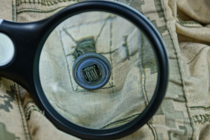 Magnifier Increases the Gray Button on the Spotted Military Clothing ...