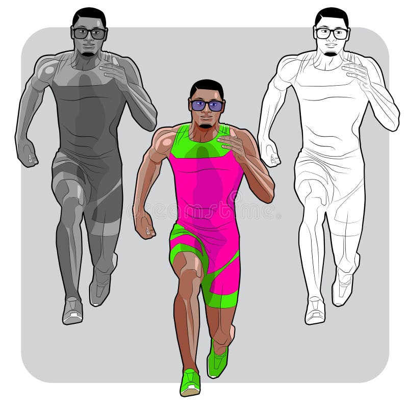 Black male sprinter stock vector. Illustration of fitness - 84393463