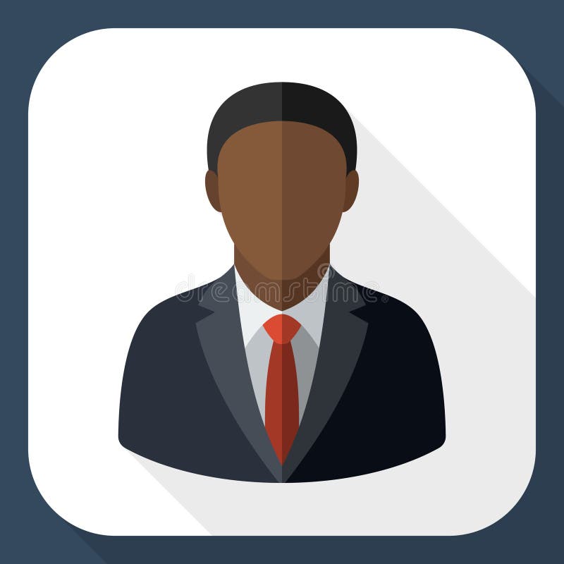 Black Male User Icon with Long Shadow Stock Vector - Illustration of ...