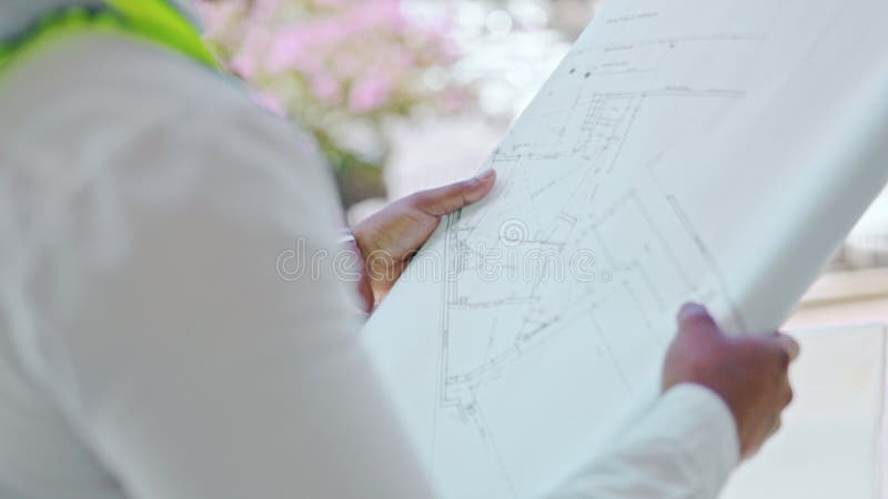 Black Man, Architect and Blueprint in City for Construction, Planning ...