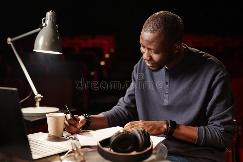 Black Man As Director in Theater Stock Image - Image of career, male ...