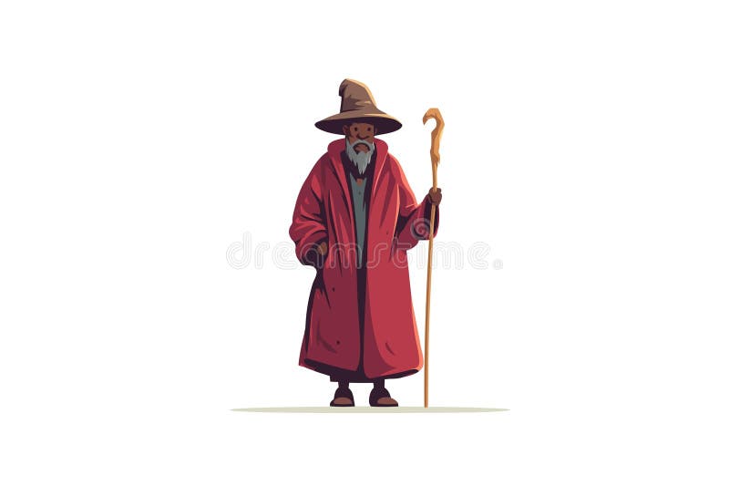 Black Man As a Wizard Isolated Stock Vector - Illustration of white ...