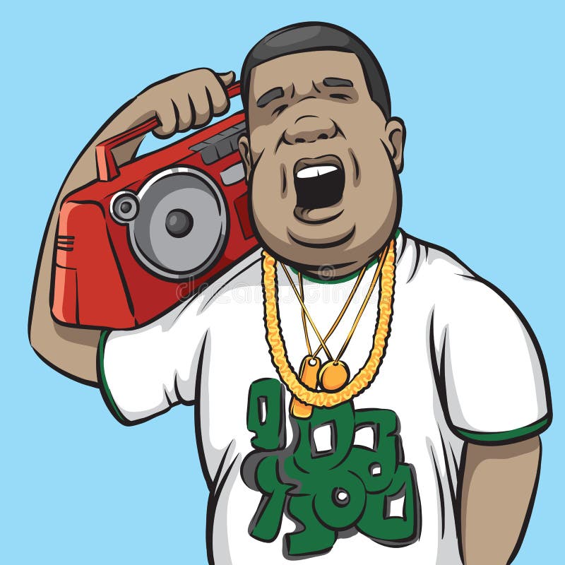Black Man with Boombox on Shoulder Stock Vector - Illustration of ...