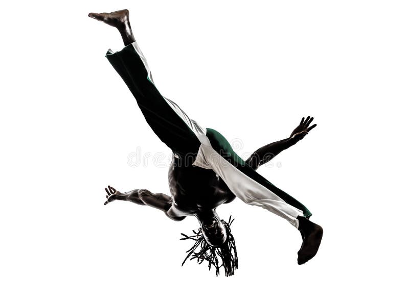 Black Man Dancer Dancing Capoeira Silhouette Stock Image - Image of ...