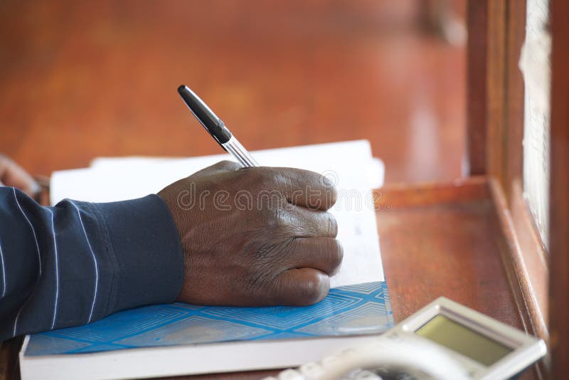 Black man hand with pen stock image. Image of business - 53974197
