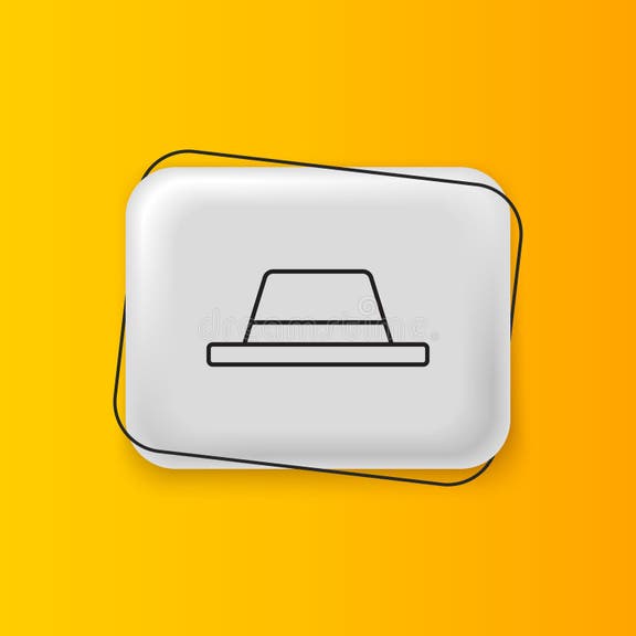 Black Man Hat with Ribbon Icon Isolated on Yellow Background. Silver ...