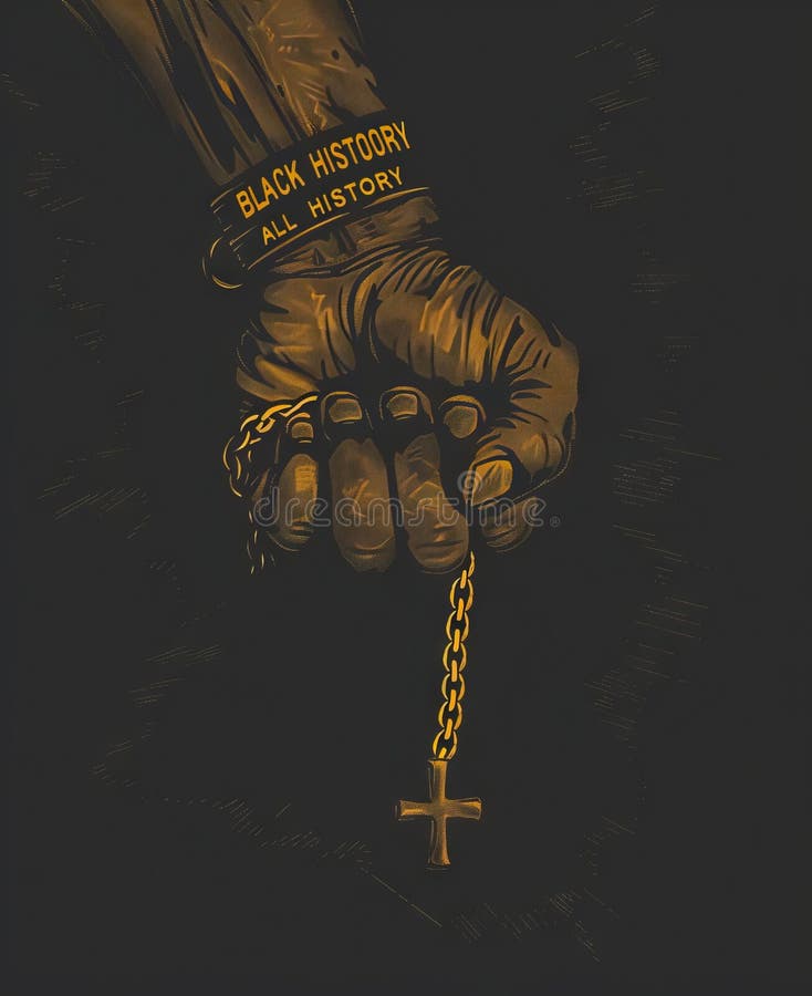 A Black Man Holding a Cross and a Gold Chain Stock Image - Image of ...