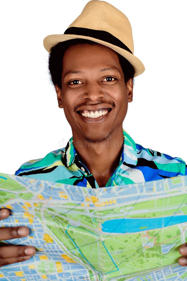 Black Man Holding Map on Studo Stock Image - Image of person ...