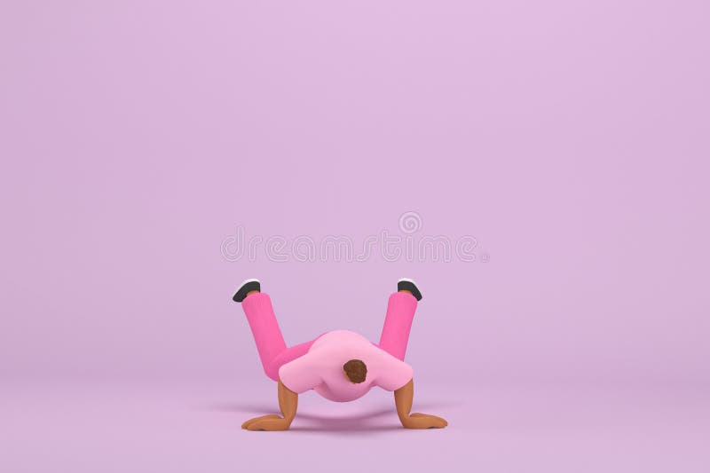 The Black Man with Pink Clothes. he is Doing Exercise Stock ...