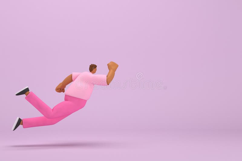 The Black Man with Pink Clothes. he is Falling Down Stock Illustration ...