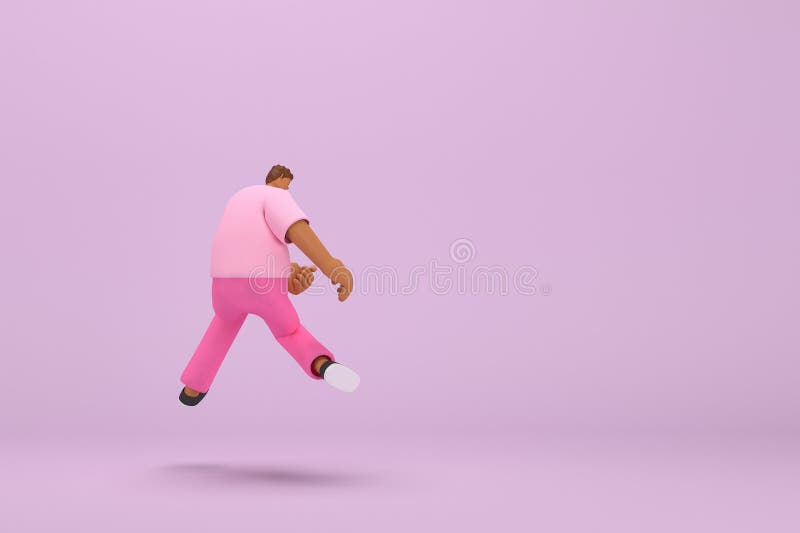 The Black Man with Pink Clothes. he is Falling Down Stock Illustration ...
