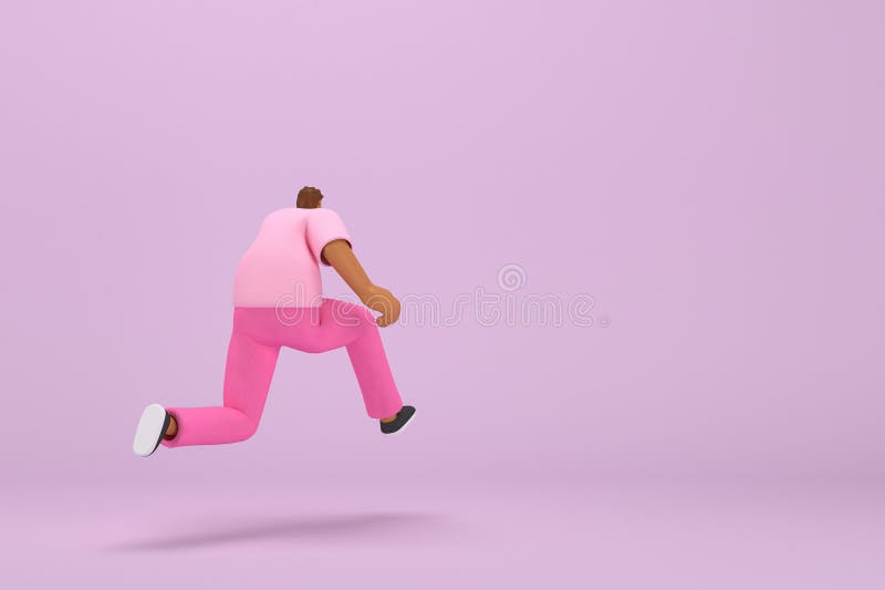 The Black Man with Pink Clothes. he is Running Stock Illustration ...