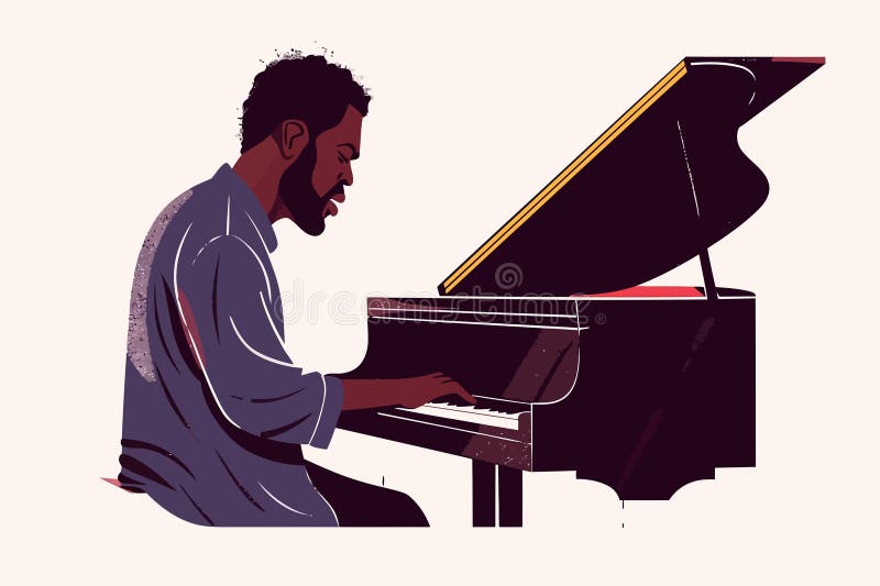 Black Man Playing on Piano Stock Image Isolated Vector Style Stock ...