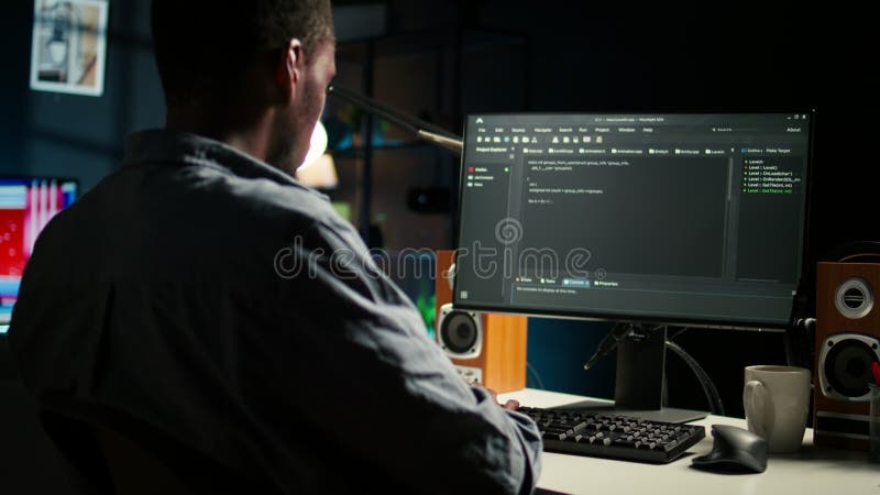 Black Man Programmer Manages Code and Scripts in Artificial ...