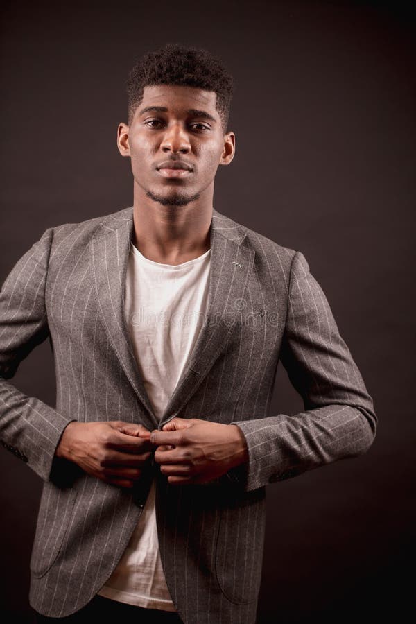 Black Man is Putting on His Suit. Prepare for Meeting Stock Image ...
