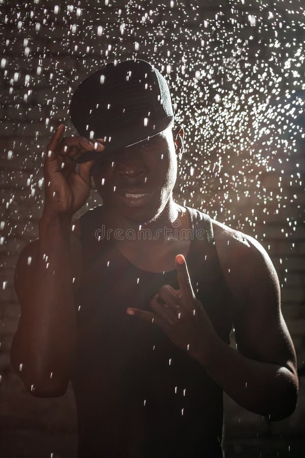 Black man in the rain stock image. Image of weather - 117880223