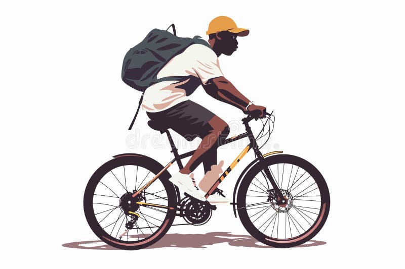 Black Man Riding Bycicle Isolated Stock Vector - Illustration of ...