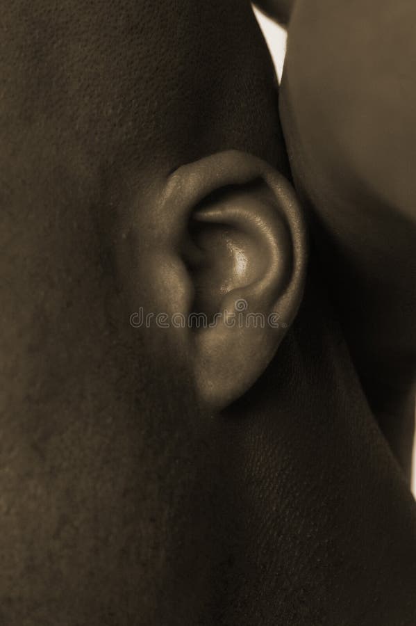 Black man s ear stock image. Image of hearing, afro, audio - 610001