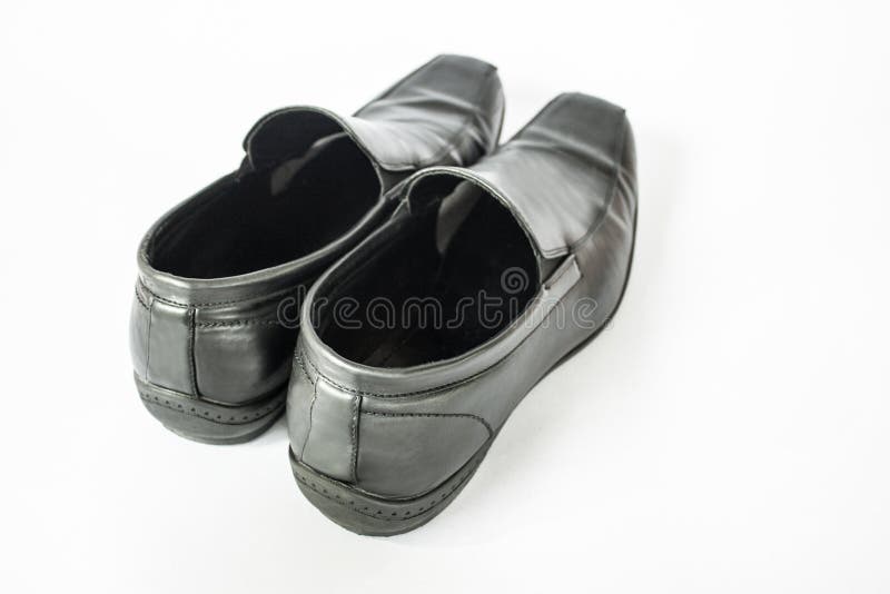 The Black Man S Shoes Back Isolated on White Background Stock Image ...