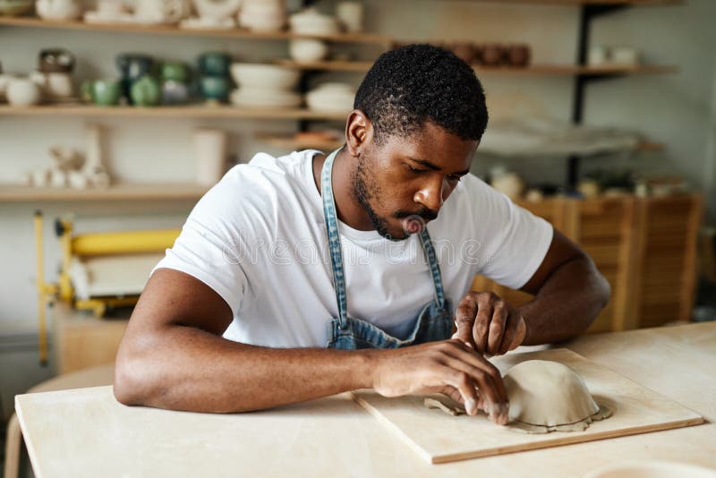 Black Man Shaping Ceramic Bowl Stock Image - Image of ceramist, skill ...