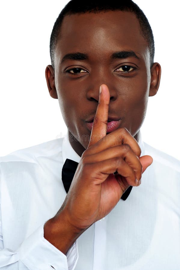 Black Man Showing Silence Gesture Stock Photo - Image of instruction ...