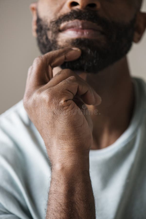 Black Man Thinking and Contemplating Concept Stock Image - Image of ...