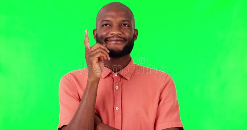Black Man, Thinking and Mindset on Green Screen, Decision and ...