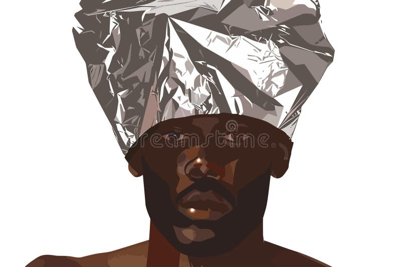 Black Man in Tin Foil Hat Isolated Illustration Stock Vector ...