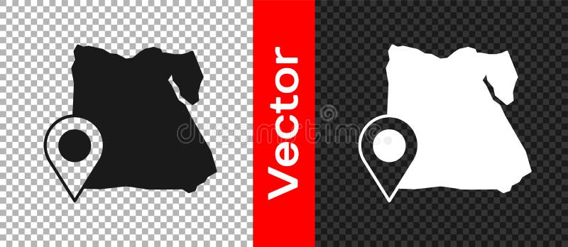 Black Map of Egypt Icon Isolated on Transparent Background. Vector ...