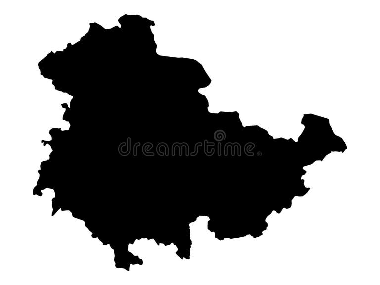 Black Map of German State of Thuringia Stock Vector - Illustration of ...