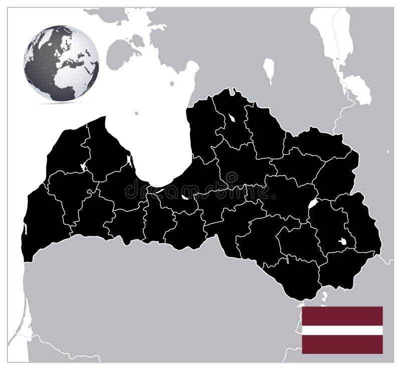 Black Map of Latvia stock vector. Illustration of daugavpils - 251410257